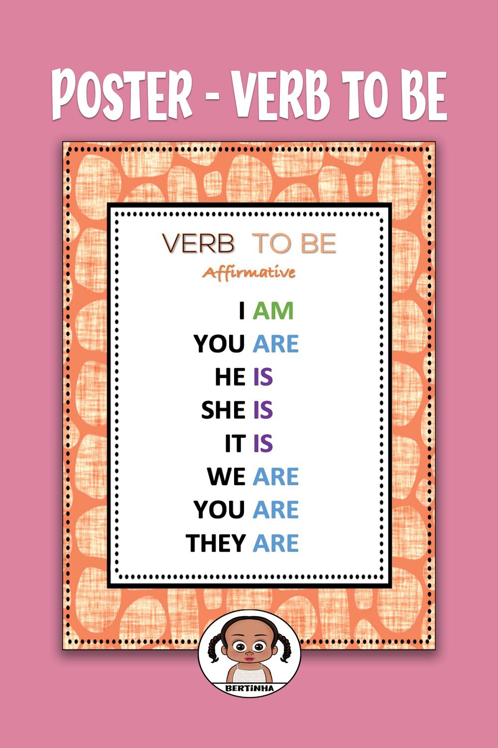 Poster Verb to Be | Affirmative | Bertinha