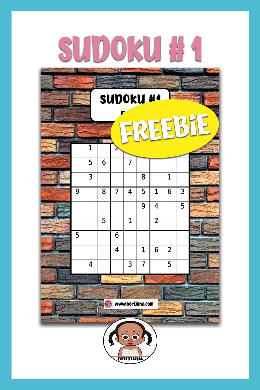 Sudoku Puzzle # 1 + Solution | Level Easy – Freebie | Bertinha