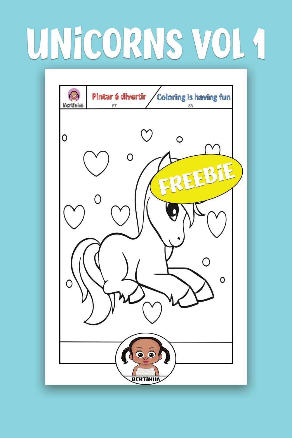 Coloring Pages – Unicorns VOL 1 | Freebie | Bertinha