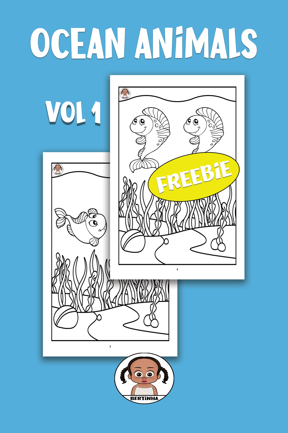 Coloring Pages – Ocean Animals VOL 1 | Freebie | Bertinha