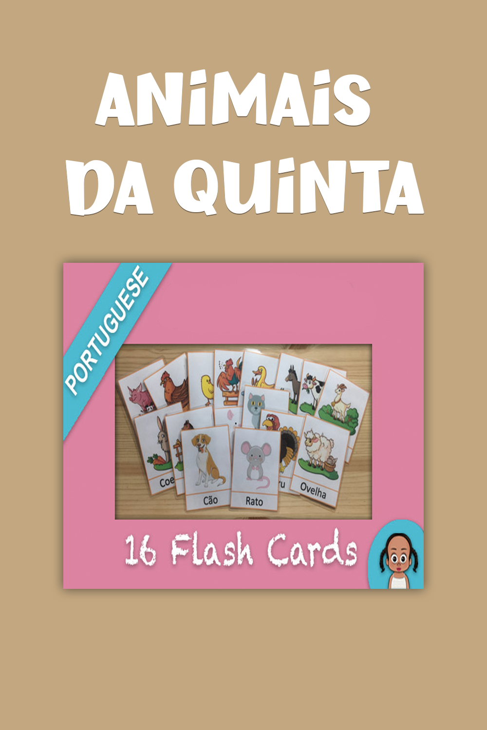 Farm Animals in Portuguese | Flash Cards | Bertinha
